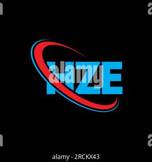 HZE circle letter logo design with circle and ellipse shape. HZE ...