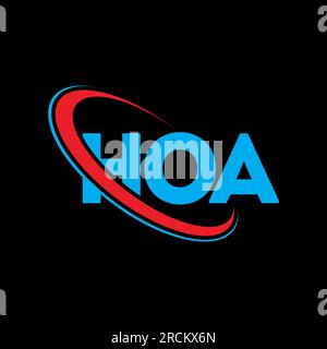 HOA circle letter logo design with circle and ellipse shape. HOA ...