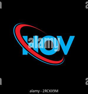 HOV circle letter logo design with circle and ellipse shape. HOV ...