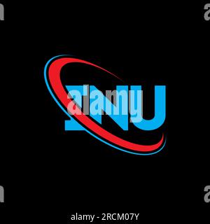 INU circle letter logo design with circle and ellipse shape. INU ...