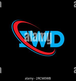 IWD circle letter logo design with circle and ellipse shape. IWD ...