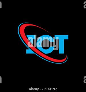 ICT circle letter logo design with circle and ellipse shape. ICT ...