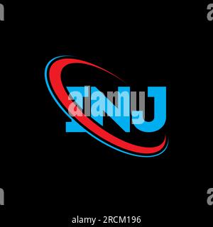 INJ circle letter logo design with circle and ellipse shape. INJ ...