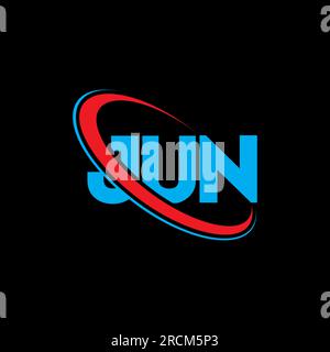 JUN circle letter logo design with circle and ellipse shape. JUN ...