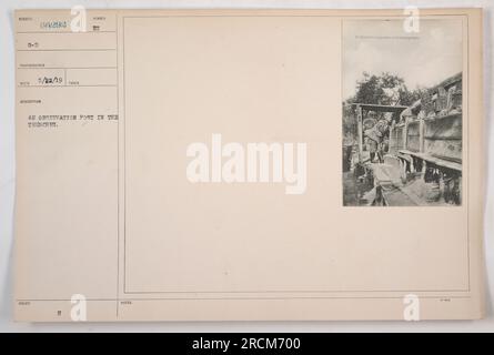 American soldiers manning an observation point in the trenches of ...