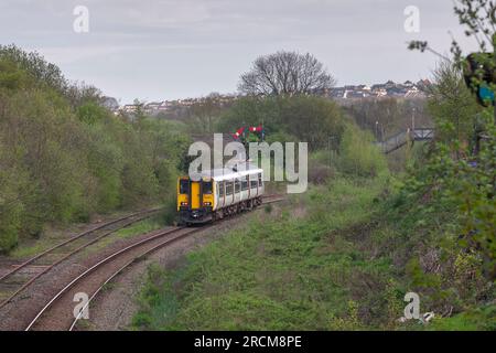 Tondu, south Wales, UK, Transport for Wales train with a Network rail ...