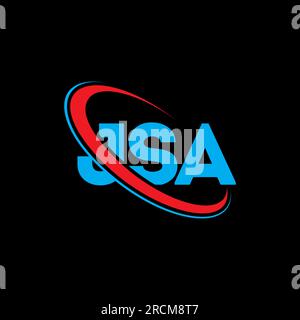 JSA circle letter logo design with circle and ellipse shape. JSA ...