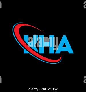 KHA circle letter logo design with circle and ellipse shape. KHA ellipse letters with ...