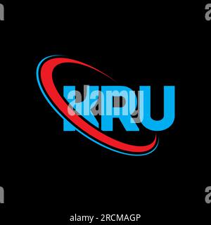 KRU circle letter logo design with circle and ellipse shape. KRU ...