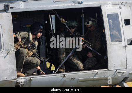 Philipine Marines conduct aerial sniper training aboard a U.S. Marine ...