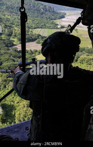 Philipine Marines conduct aerial sniper training aboard a U.S. Marine ...