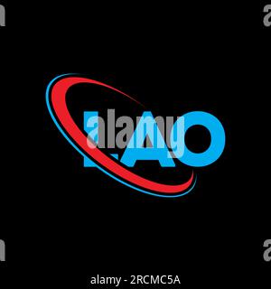 LAO circle letter logo design with circle and ellipse shape. LAO ...