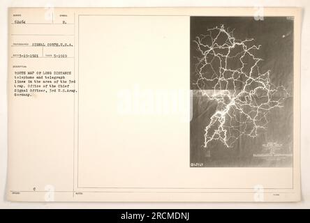 Route map of the 3rd Army Corps in Germany during World War One. The ...