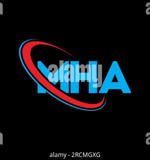 MHA circle letter logo design with circle and ellipse shape. MHA ...