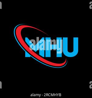 MHU circle letter logo design with circle and ellipse shape. MHU ...