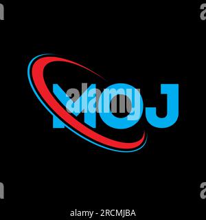 MOJ circle letter logo design with circle and ellipse shape. MOJ ...