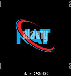 NAT circle letter logo design with circle and ellipse shape. NAT ...