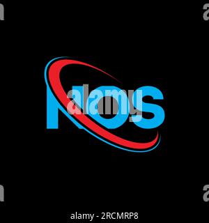 NOS circle letter logo design with circle and ellipse shape. NOS ...