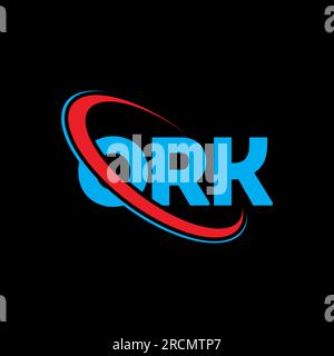 ORK circle letter logo design with circle and ellipse shape. ORK ...