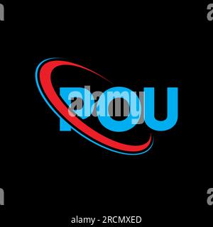 POU circle letter logo design with circle and ellipse shape. POU ...