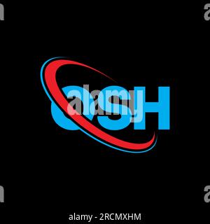 OSH circle letter logo design with circle and ellipse shape. OSH ...