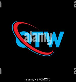 OTW circle letter logo design with circle and ellipse shape. OTW ellipse letters with ...