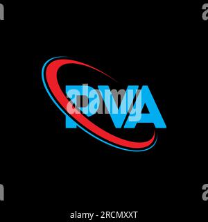 PVA circle letter logo design with circle and ellipse shape. PVA ...