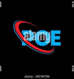 POE circle letter logo design with circle and ellipse shape. POE ...