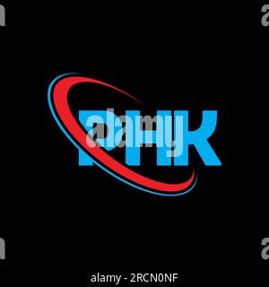 PHK circle letter logo design with circle and ellipse shape. PHK ...