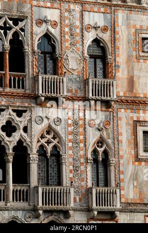Tracery details of Venetian Gothic Ca' d' Oro on the Grand Canal in ...