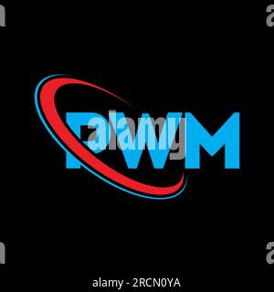 PWM circle letter logo design with circle and ellipse shape. PWM ...