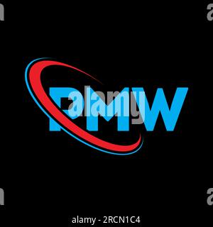 PMW circle letter logo design with circle and ellipse shape. PMW ...