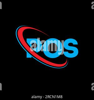 POS circle letter logo design with circle and ellipse shape. POS ...