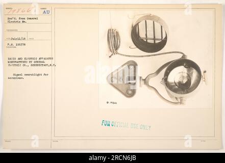 “Official photo of a signal searchlight mounted on a military airplane ...