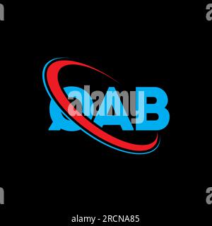 QAB circle letter logo design with circle and ellipse shape. QAB ...