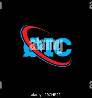 QIC circle letter logo design with circle and ellipse shape. QIC ...