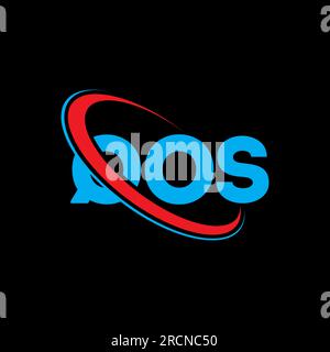 QOS circle letter logo design with circle and ellipse shape. QOS ...