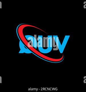 QUV circle letter logo design with circle and ellipse shape. QUV ...