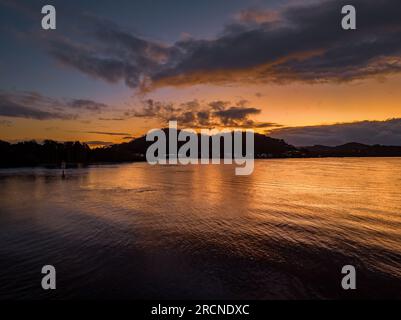 Aerial sunrise over the bay with Brisbane Water Drive and Spike ...