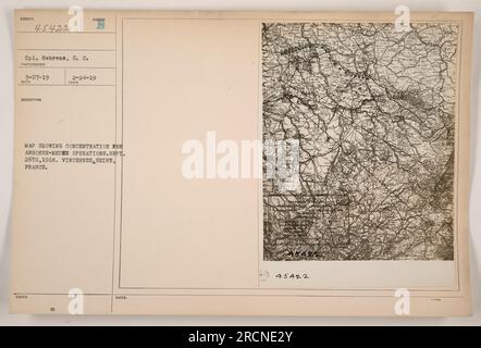 A World War I map depicting positions of Regiment 119 under Monte-Tomba ...