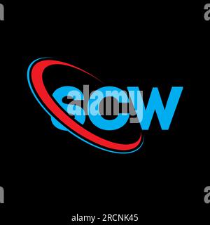 SCW circle letter logo design with circle and ellipse shape. SCW ...