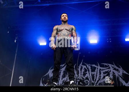 Aleksandr "Alex Terrible" Shikolai of Slaughter to Prevail performs at ...