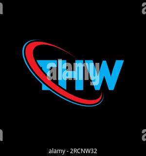 THW circle letter logo design with circle and ellipse shape. THW ...