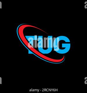 TUG circle letter logo design with circle and ellipse shape. TUG ...