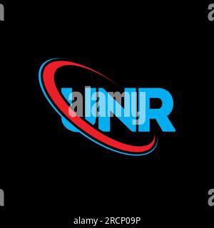 UNR circle letter logo design with circle and ellipse shape. UNR ...