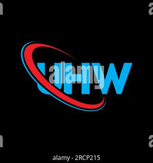 UHW circle letter logo design with circle and ellipse shape. UHW ...