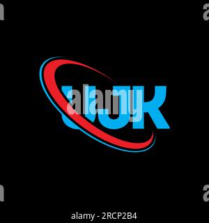 UJK circle letter logo design with circle and ellipse shape. UJK ...