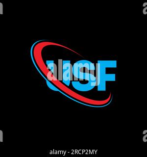 USF circle letter logo design with circle and ellipse shape. USF ...