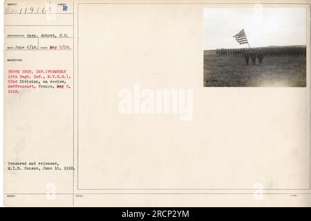 Image shows the 369th Regiment Infantry, 93rd Division band passing ...