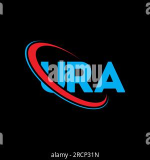 URA circle letter logo design with circle and ellipse shape. URA ...